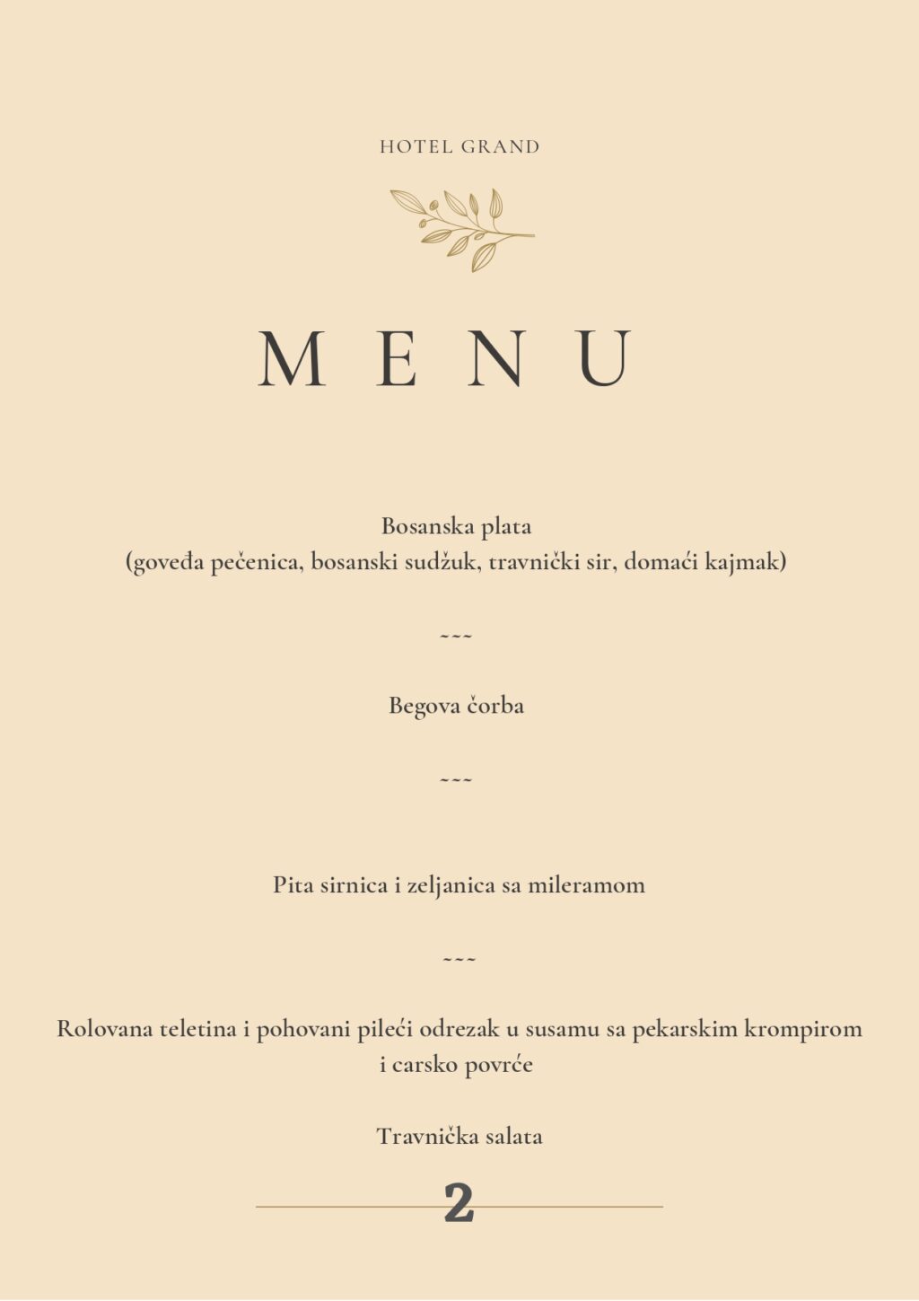 Specijalna ponuda menija za vjencanja | Hotel Grand Sarajevo